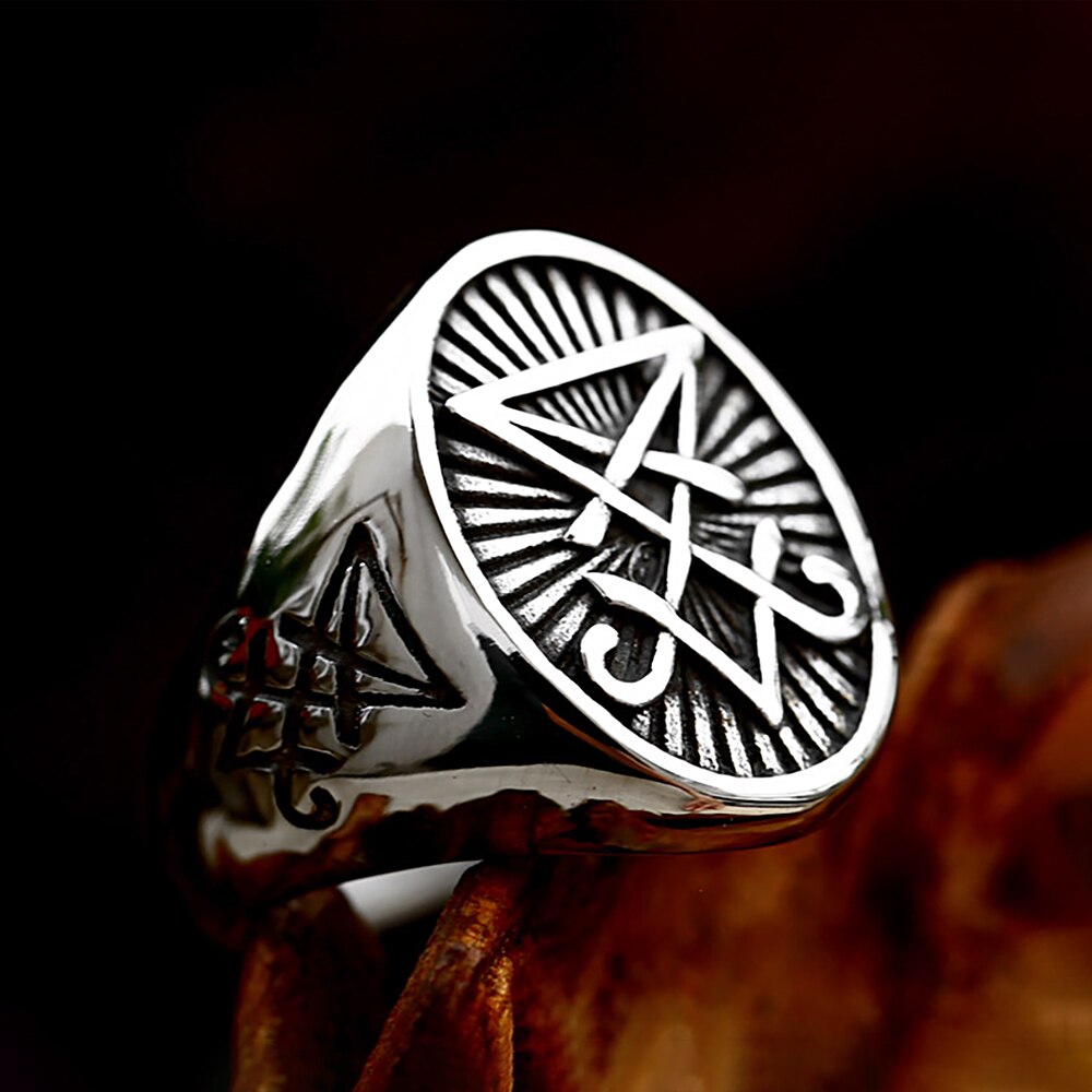 New Stainless Steel Vintage Lucifer Satan Ring For Men – Gofaer Finds ...