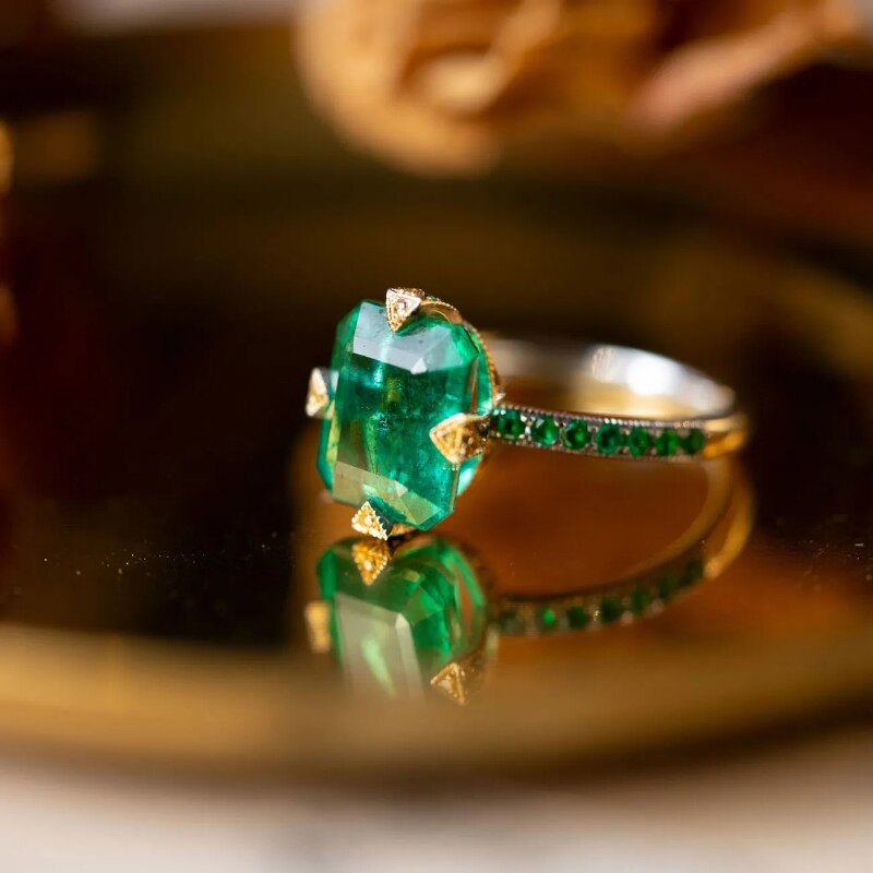 fresh jungle style Vintage green gemstone rings for women – Gofaer ...