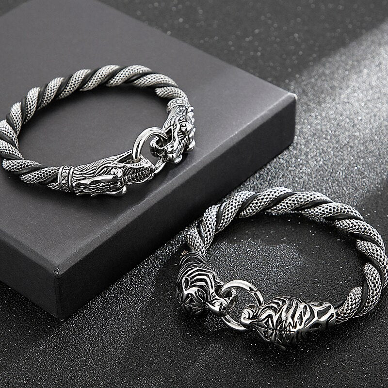 Gothic Tiger/Dragon Head Bracelet for Men – Gofaer Finds store!