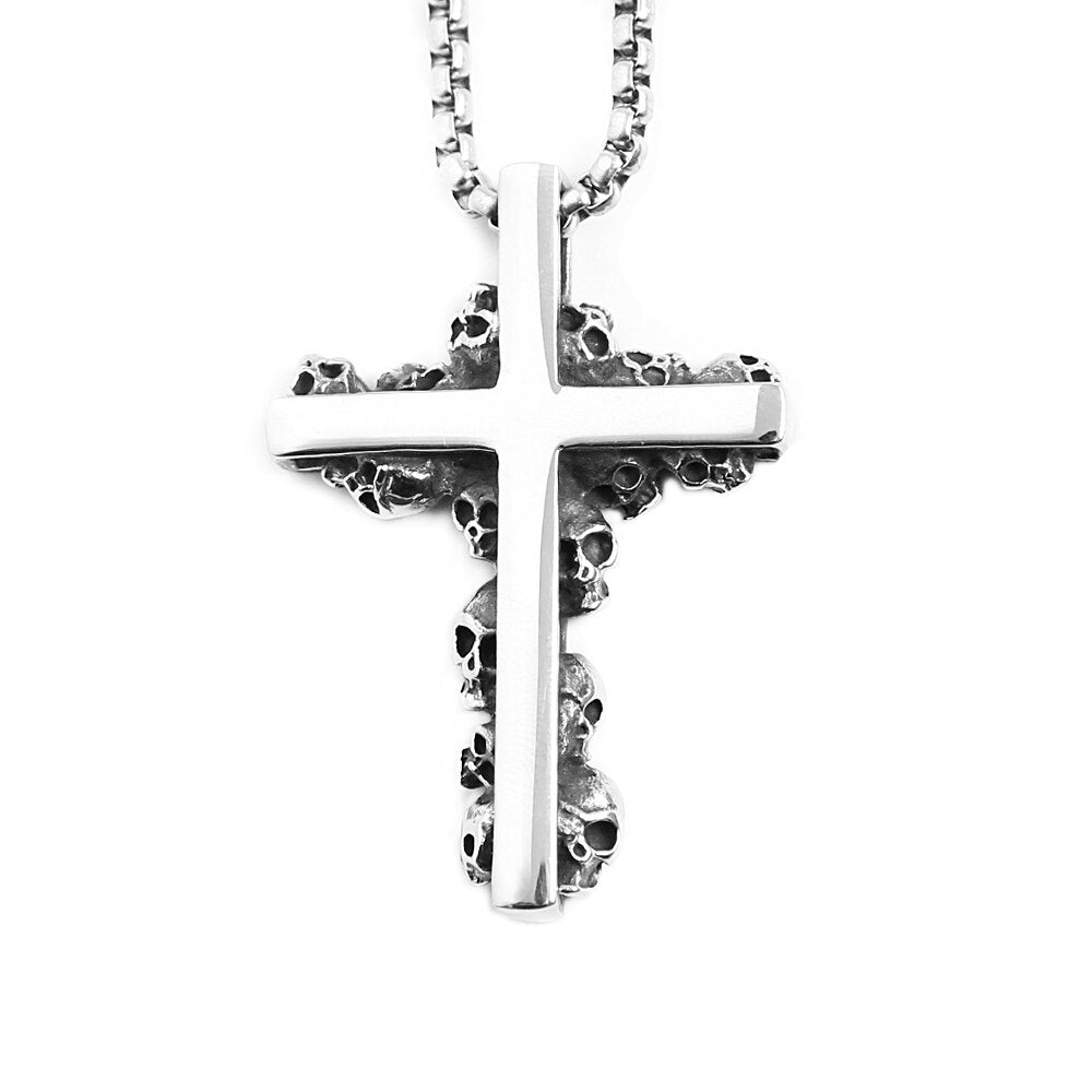 Gothic Men's Vintage Stainless Steel Cross Pendant Necklace – Gofaer ...