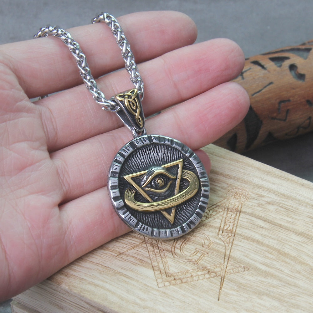 Freemason Demon Eye Men's Necklace Pendant Stainless Steel keel Chain ...