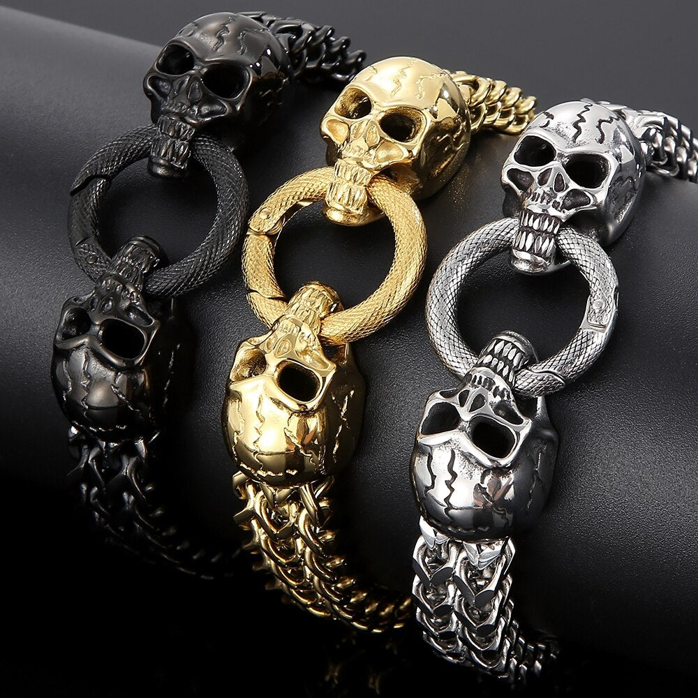 Steampunk Rock Skull Head Bracelets for Men – Gofaer Finds store!
