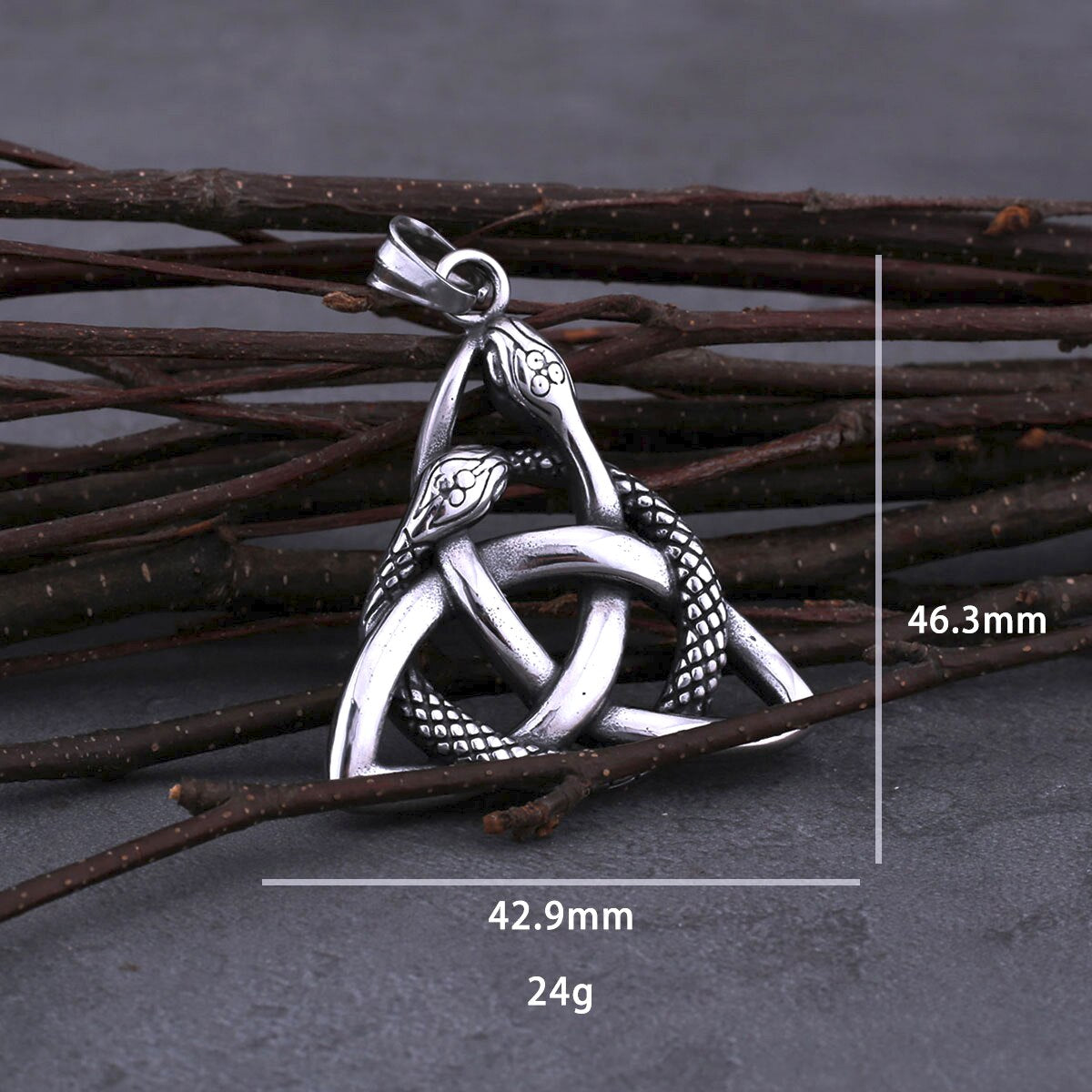 Nordic Viking Trinity Symbol Necklace Men's Stainless Steel Ouroboros ...