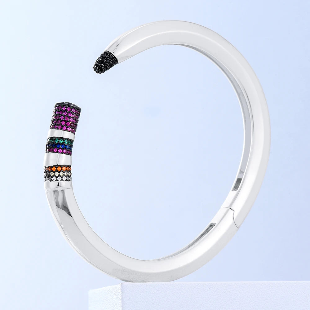 Original Multicolor Stackable Bangles For Women Bridal Wedding Cubic Z ...