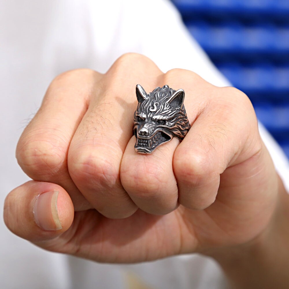 Nordic Stainless Steel Viking Wolf Rings For Men – Gofaer Finds store!