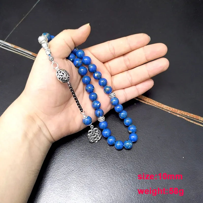Tasbih Blue Stone Inside Natural shell Eid gift Muslim prayer beads is ...