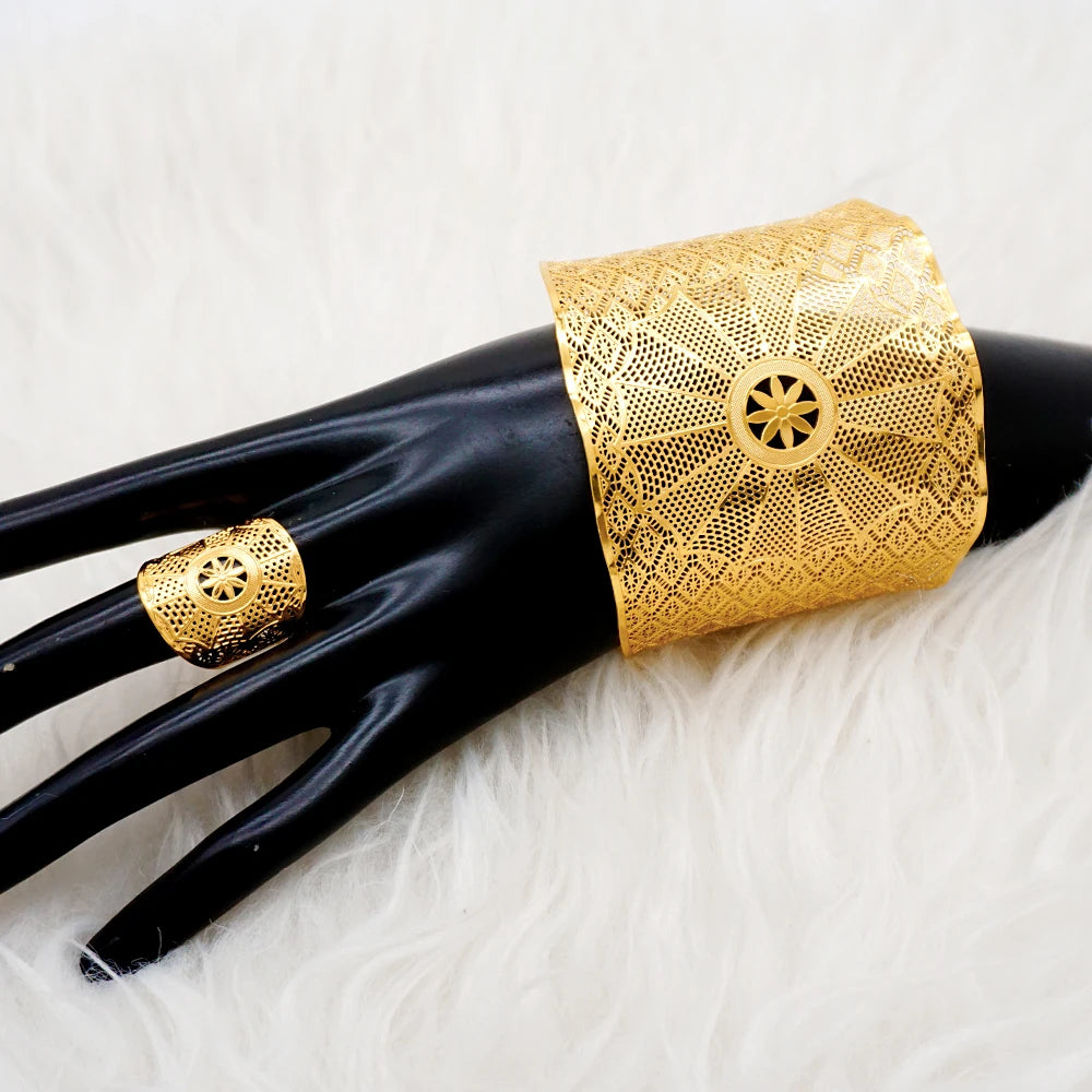 Dubai Gold Color Bangles Ring For Female Middle East Bracelets – Gofaer ...