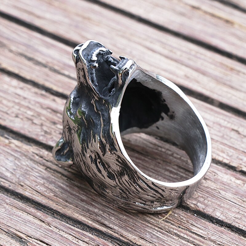 Cool Viking Bear Head Ring Men's Slavic Bear Berserk Stainless Steel B ...