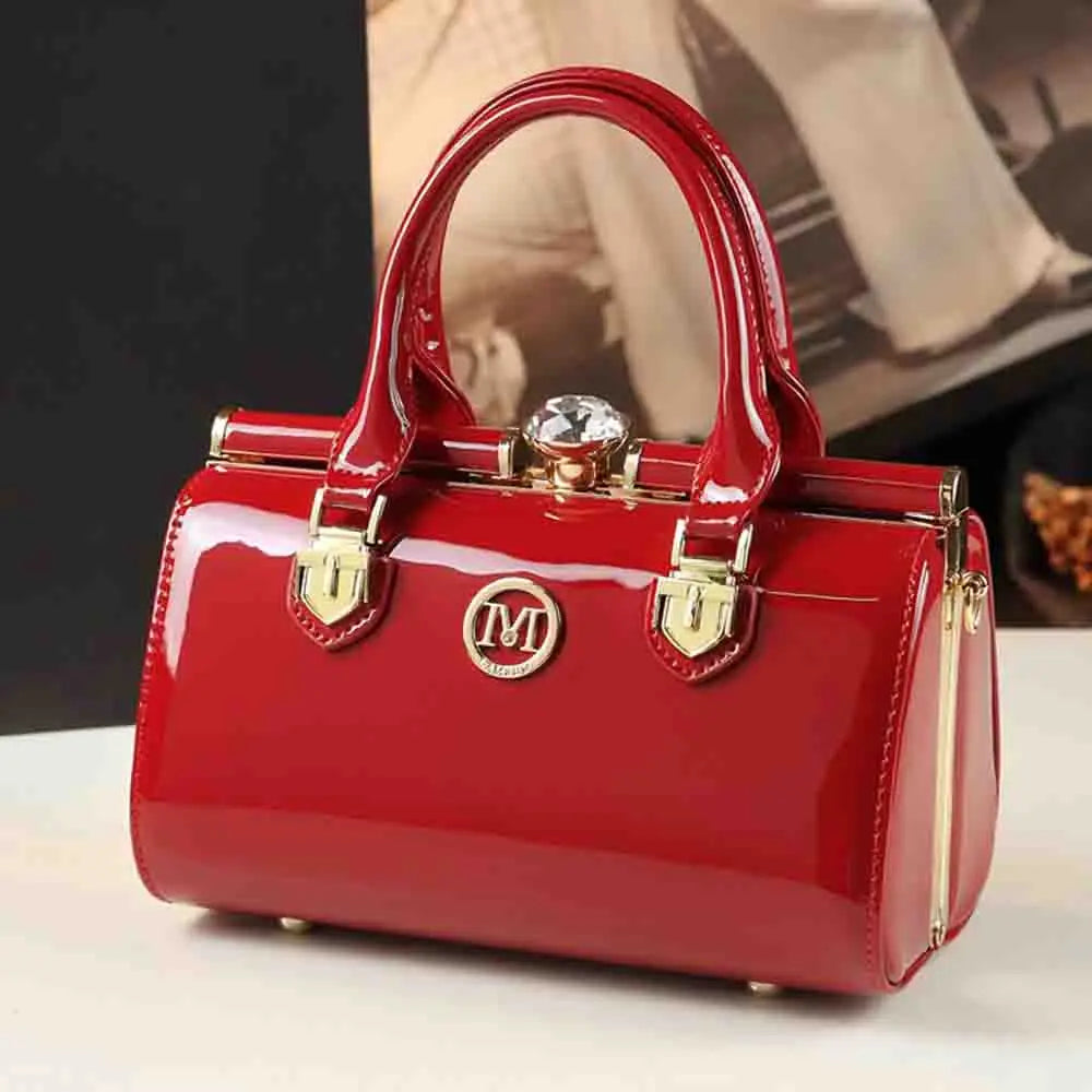 Fashion Women Frame Bag Luxury Patent Leather Top Handle Bags – Gofaer ...