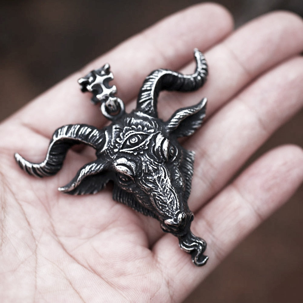 Vintage Men's Lucifer Satan Goat Head Pendant Necklaces – Gofaer Finds ...