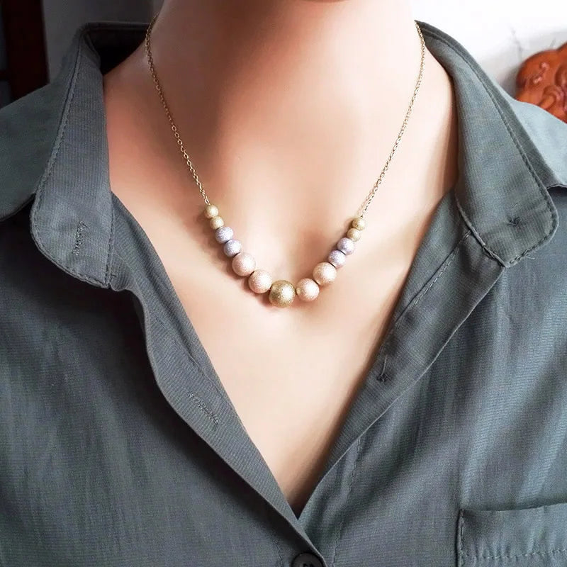 Stainless Steel Big Frosting Metal Ball Choker Necklace For Women ...