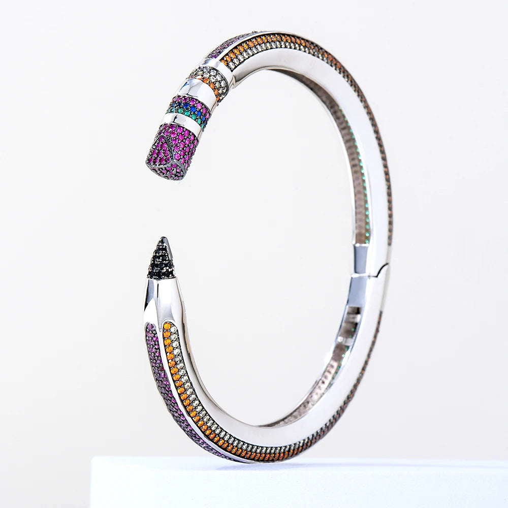 Original Multicolor Stackable Bangles For Women Bridal Wedding Cubic Z ...