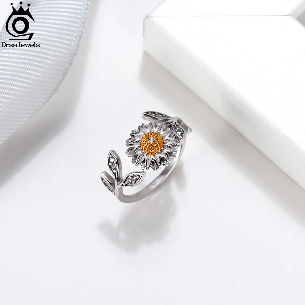 925 Sterling Silver Sunflower Rings for Women – Gofaer Finds store!