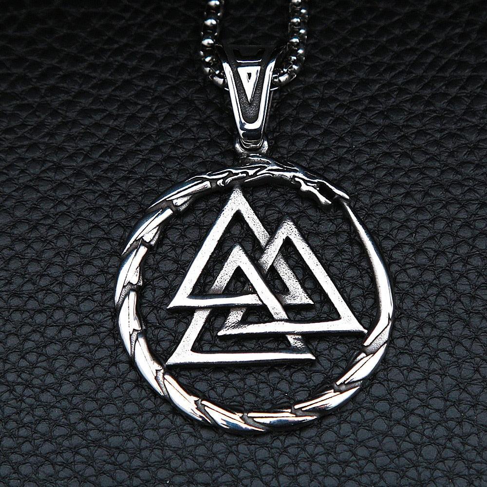 Vintage Stainless Steel Viking Valknut Pendant Necklace Men Women ...