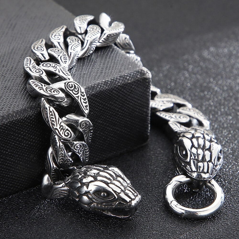 Cool Snake Head Bracelet Men's for Man Male Arm Rings – Gofaer Finds store!