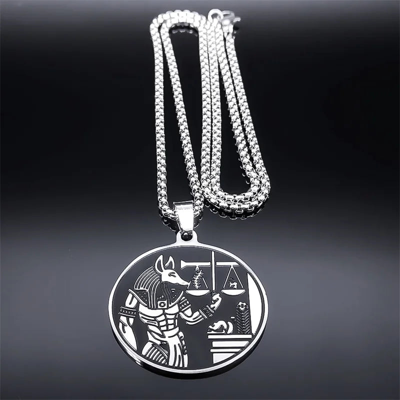 Egyptian Anubis Necklace Pendant Stainless Steel Vintage Ancient Egypt ...