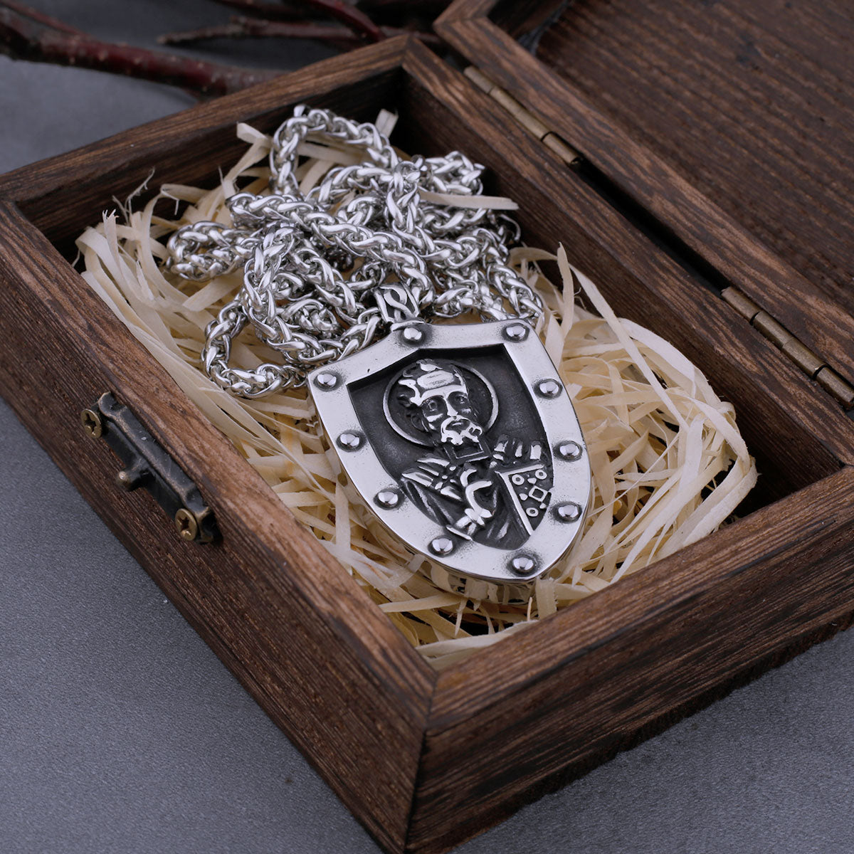 Stainless Steel Saint Nicholas Christian Necklace Men's – Gofaer Finds ...