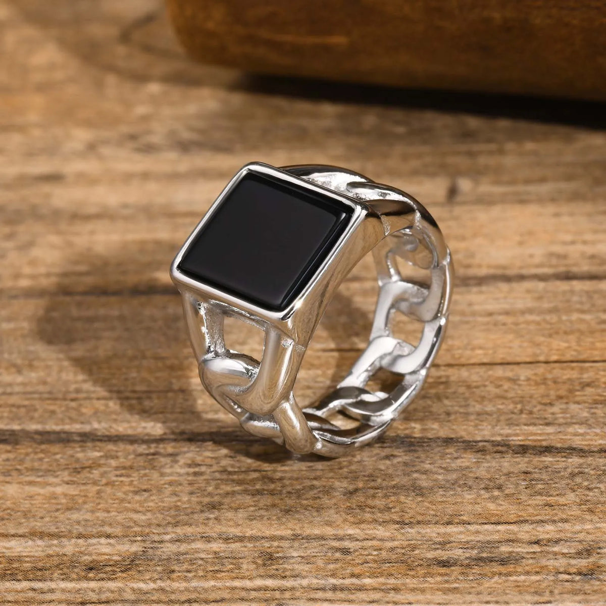 Men's Square Black Stone Signet Rings – Gofaer Finds store!