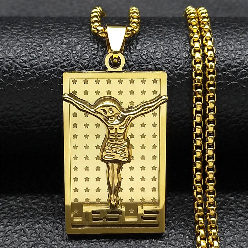 Jesus Cross Crucifix Geometry Medal Necklace for Women Men – Gofaer ...