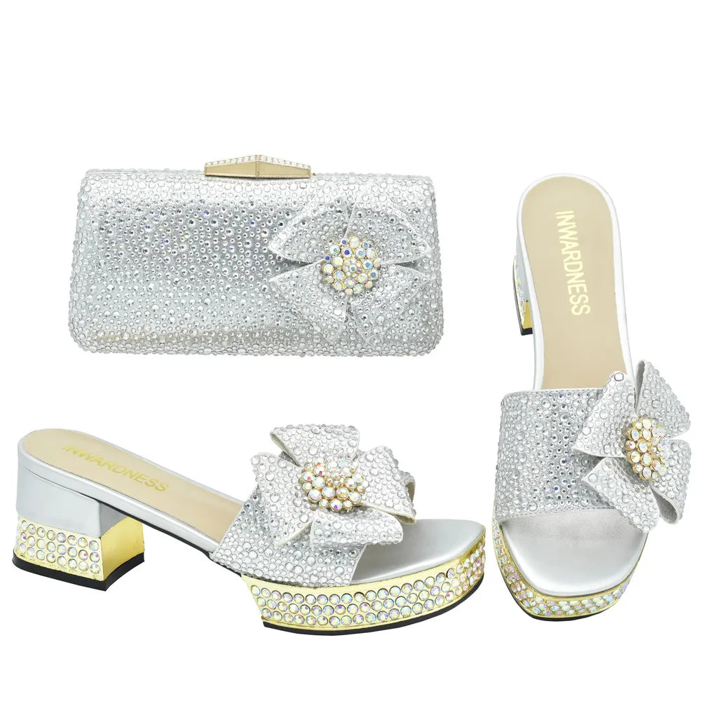 Italian Women Wedding Shoes and Bags Decorated with Rhinestone Africa ...