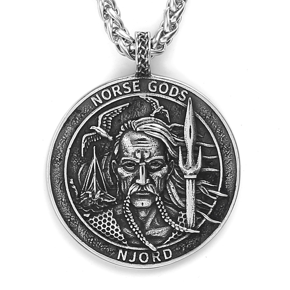 Stainless Steel Viking Jewelry Norse God Njord Amulet Pendant Necklace ...