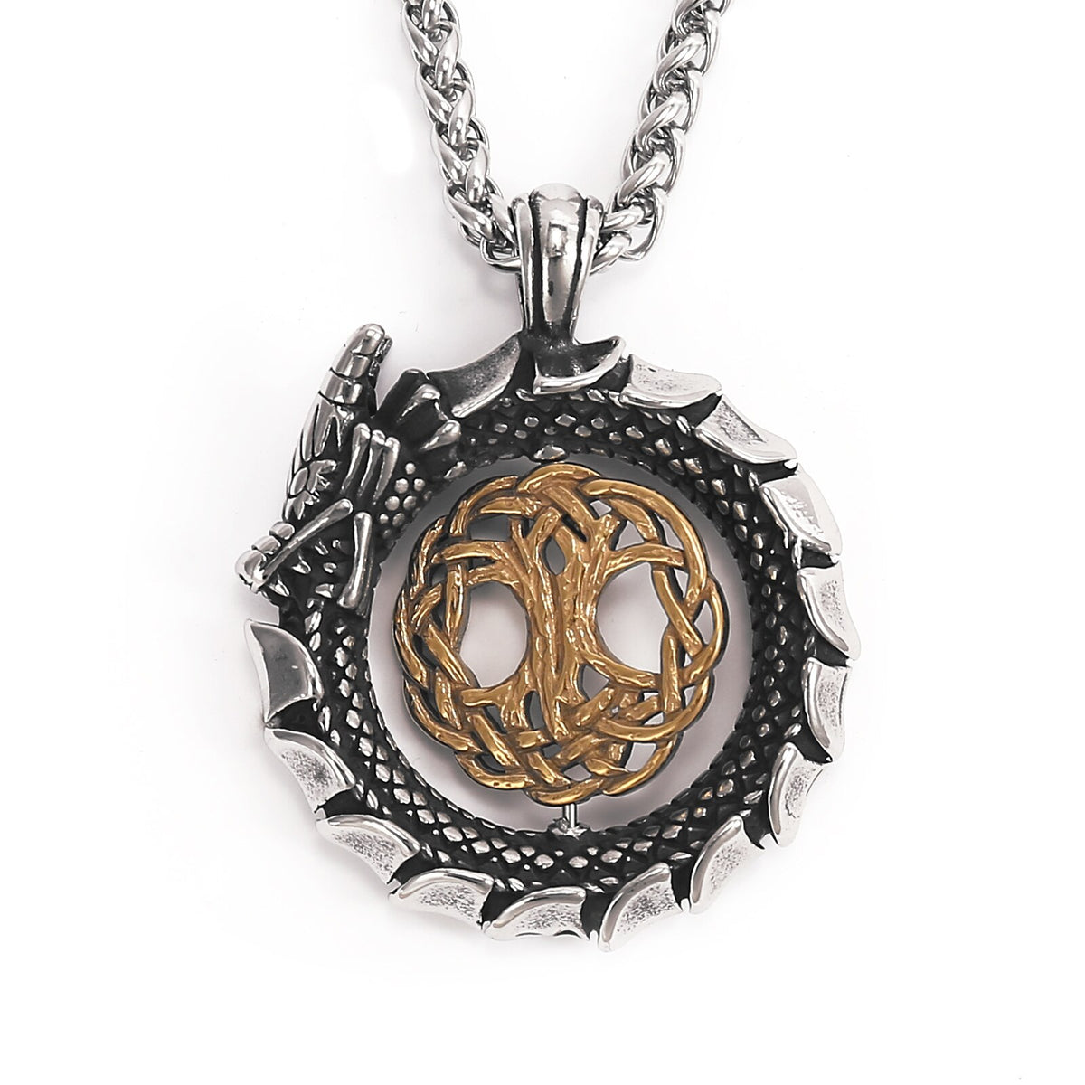 Jormungandr Surrounds Yggdrasil Rotating Pendant – Gofaer Finds store!