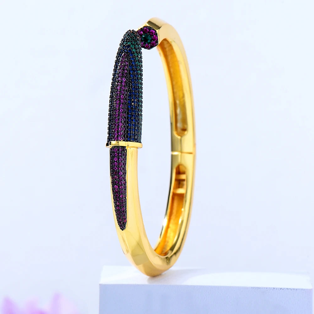 Original Multicolor Stackable Bangles For Women Bridal Wedding Cubic Z ...