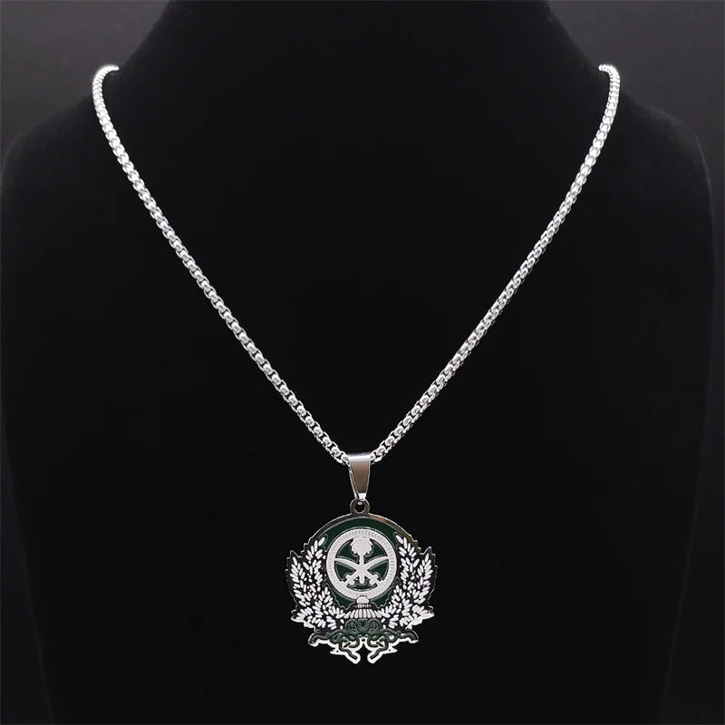 Saudi Arabia Flag National Emblem Stainless Steel Necklaces Womne/Men ...