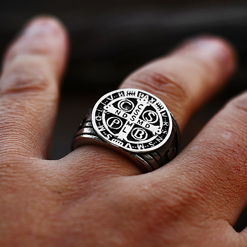 Classic Jesus Cross Exorcism Amulet Letter Rings For Men – Gofaer Finds ...