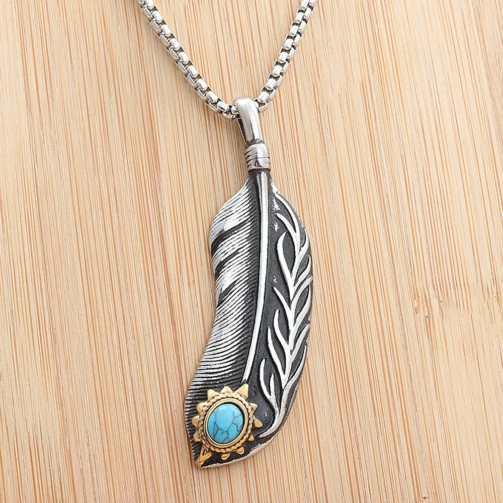 Vintage Stainless Steel Goro Feather Necklace For Men Women – Gofaer ...