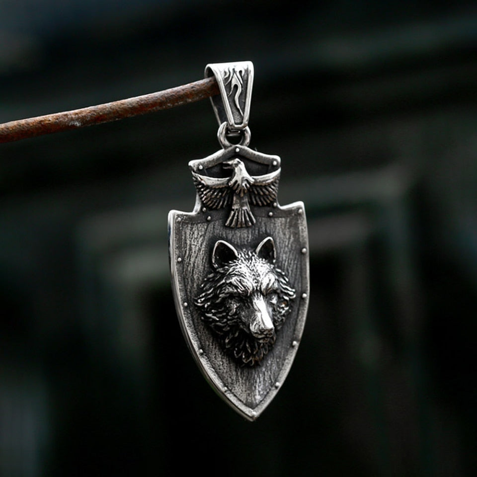 Punk Unique 3D Wolf Head Shield Pendant Necklace For Men – Gofaer Finds ...