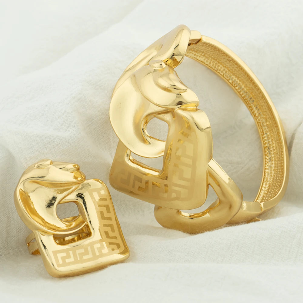 African Gold Color Bangles with Ring – Gofaer Finds store!