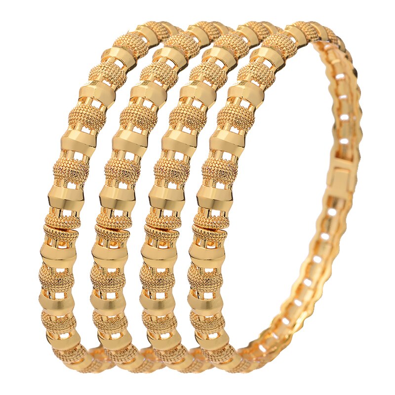 4Pcs/Set Dubai Bangles for Women Middle East Gold Bangles – Gofaer ...