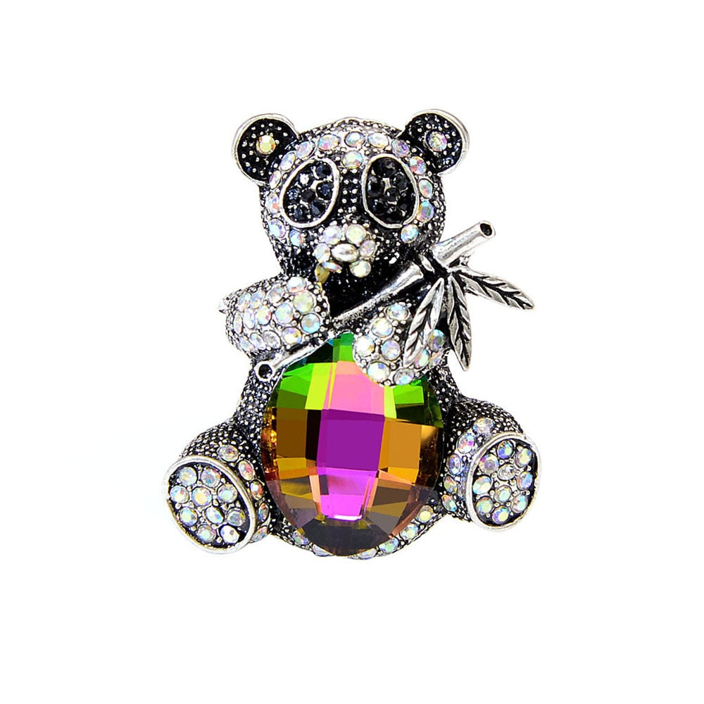Cute Rhinestone Eat Bamboo Panda Brooches For Women – Gofaer Finds store!