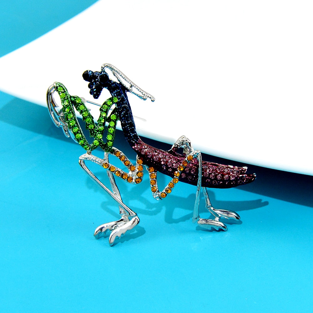Rhinestone Colorful Praying Mantis Brooch – Gofaer Finds store!