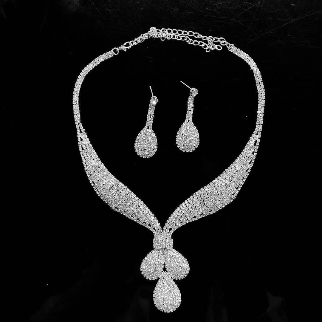 luxury exaggerated jewelry set Rhinestone Crystal Bridal Jewelry Set w ...