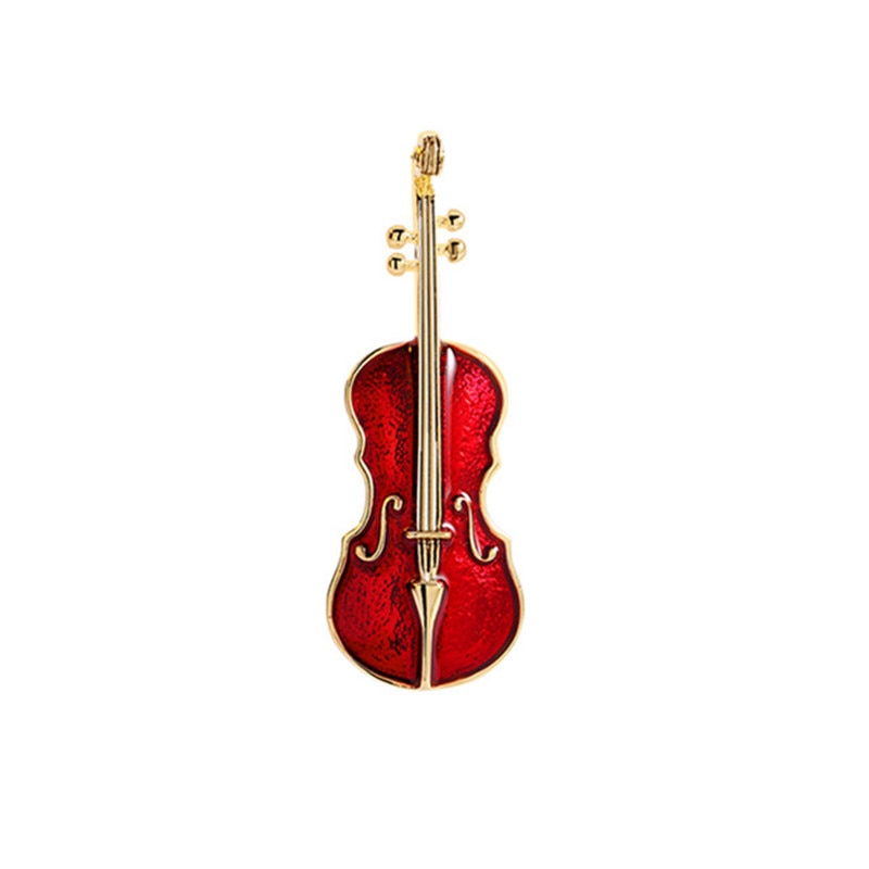 Enamel Guitar Violin Brooch Rhinestone Musical Instrument Jewelry ...