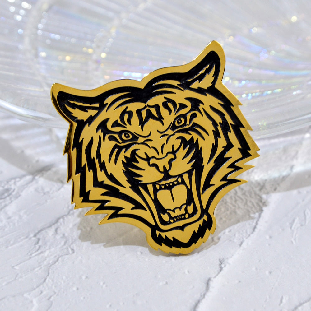 Enamel Cute Tiger Face Head Brooch Pins Zodiac Animal Tiger Brooches F ...