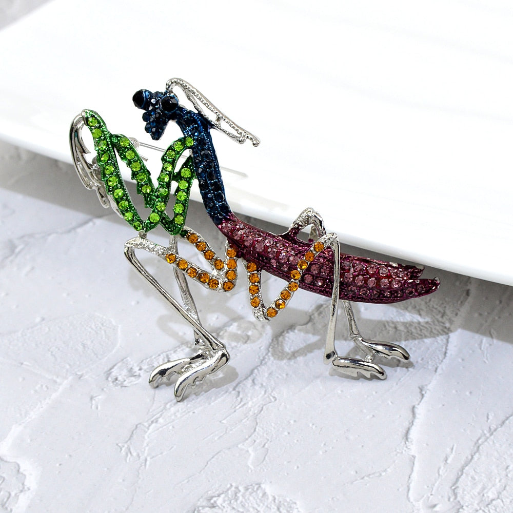 Rhinestone Colorful Praying Mantis Brooch – Gofaer Finds store!