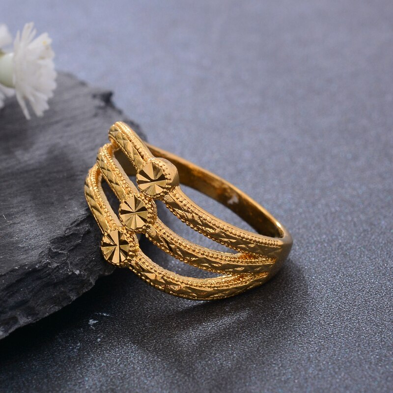 Dubai Wedding Rings Ethiopian Gold Color Africa Ring For Women – Gofaer ...