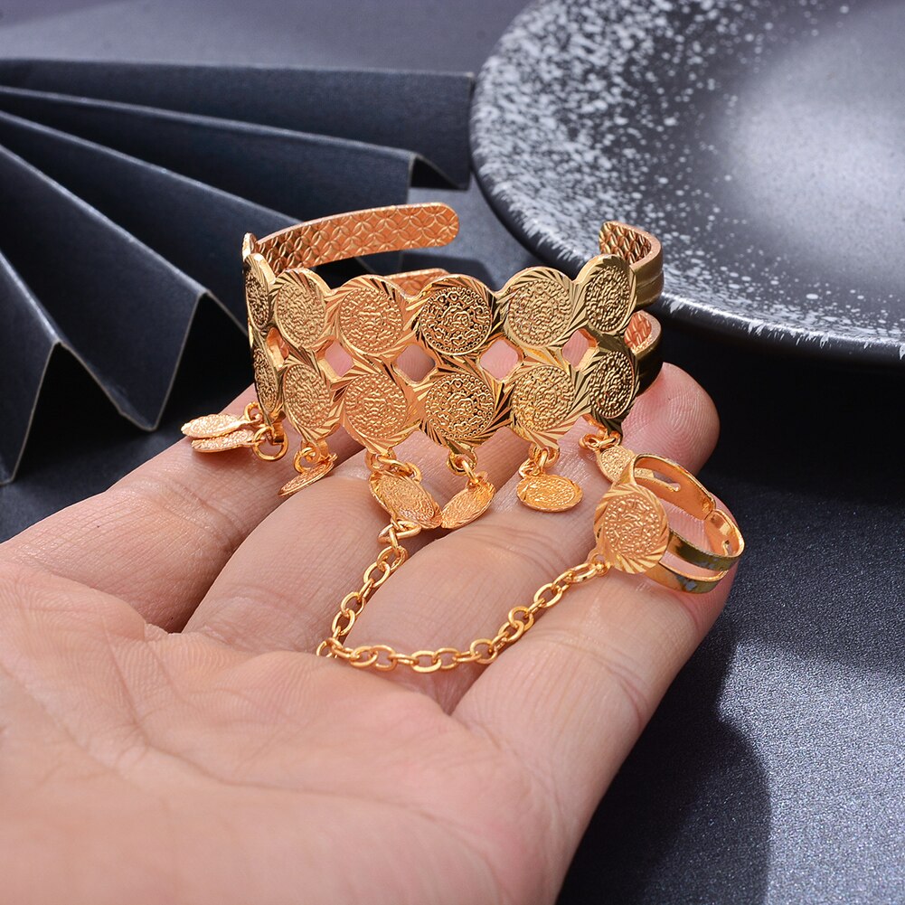Ethiopian Dubai Arab Gold Color Coin Bangles For Boys Girls – Gofaer ...