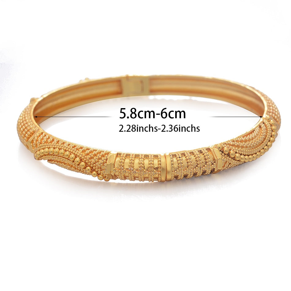 4pcs/Set 24K Dubai Gold Color Wedding Bangles For Women Saudi Arab Bra ...