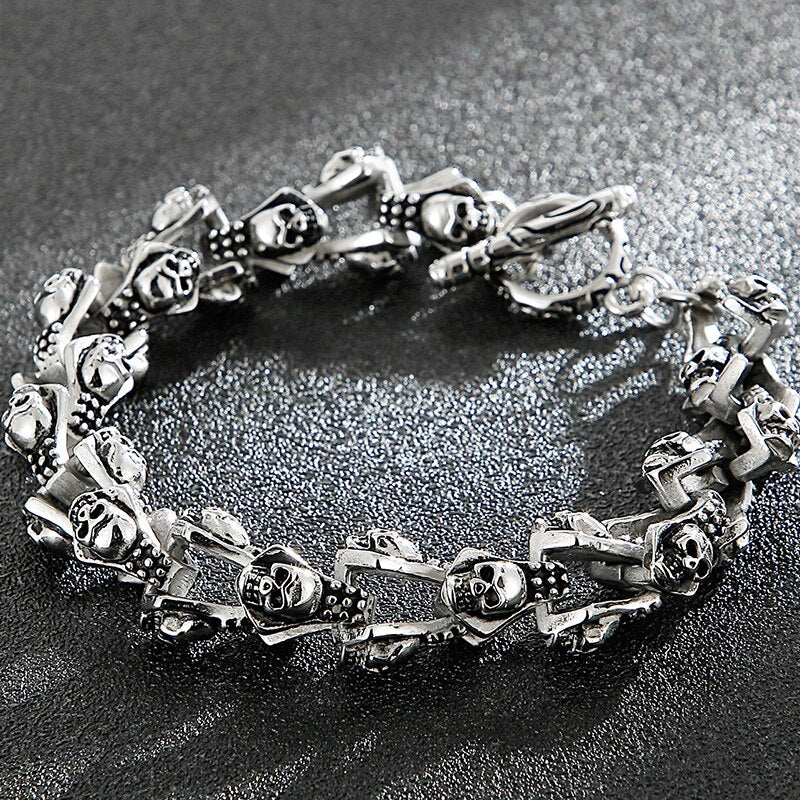 Gothic Skeleton Skull Chain Bracelet Men – Gofaer Finds store!
