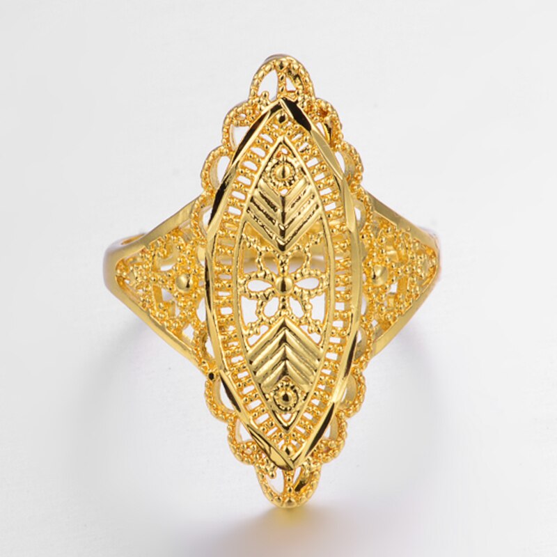 24K Gold Color Ring For Women Party Jewelry Ethiopian/African Gold Rin ...