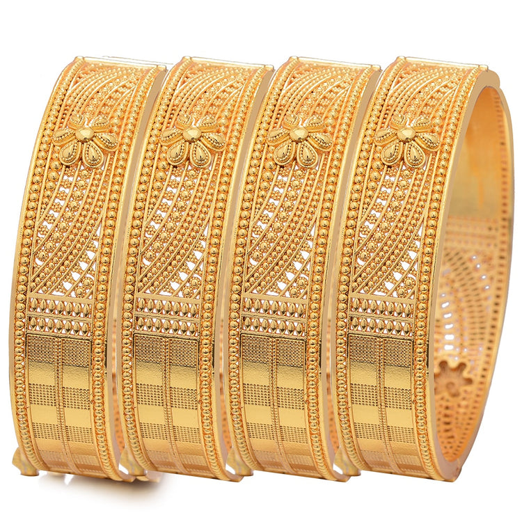 4Pcs/set Big Ethiopia 24k Dubai Gold Color Bangles For Women – Gofaer ...
