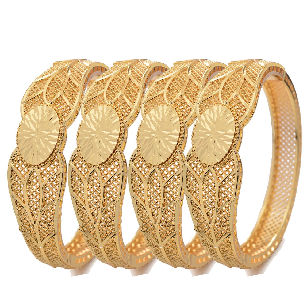 24K 4pcs/Lot Dubai Gold Bangles African Middle East Bangles Bracelets ...