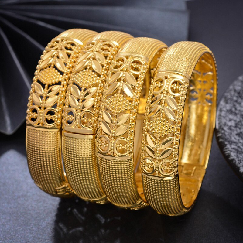 4pcs/lot Dubai Gold Color Bangles For Women – Gofaer Finds store!