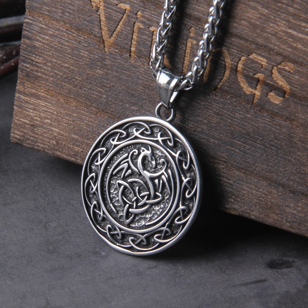 Never Fade Valknut Double Side Viking Slavic talisman Knot Celtic Drag ...