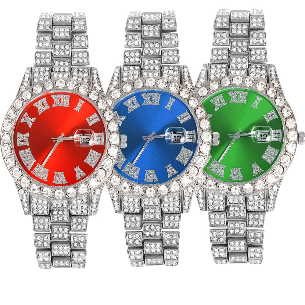 Luxury 18K Gold Full Diamond Watch Men – Gofaer Finds store!