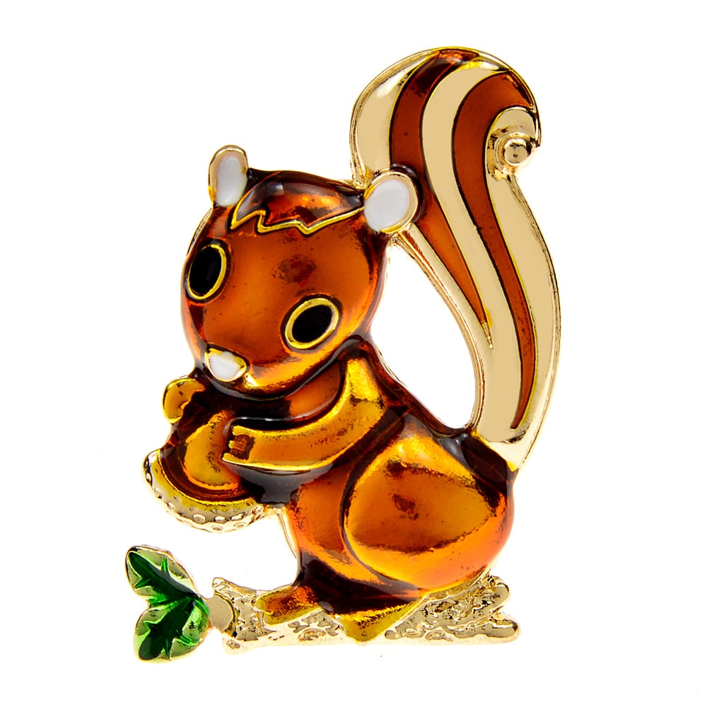 Enamel Squirrel And Nut Brooch Animal Pin 2 Colors Available – Gofaer ...